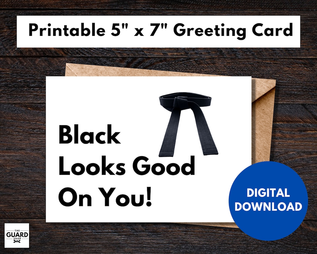 Printable BJJ Greeting Card Jiu-jitsu Black Belt - Digital Download - Etsy