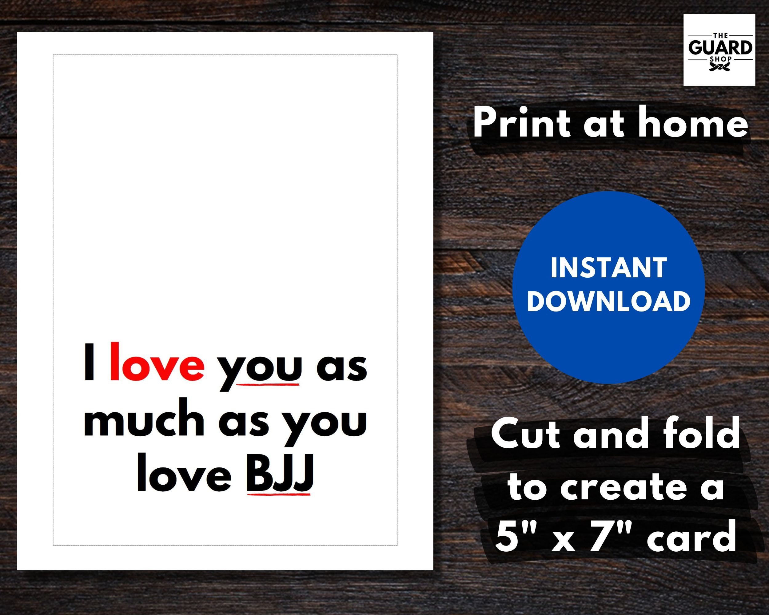 Printable BJJ Jiu-jitsu Love Greeting Card - Digital Download - Etsy