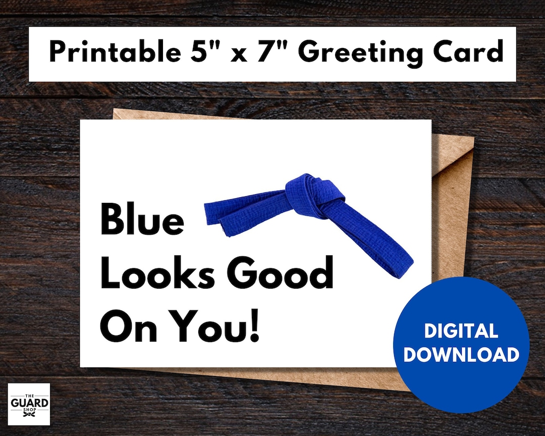 Printable BJJ Greeting Card Jiu-jitsu Blue Belt - Digital Download - Etsy
