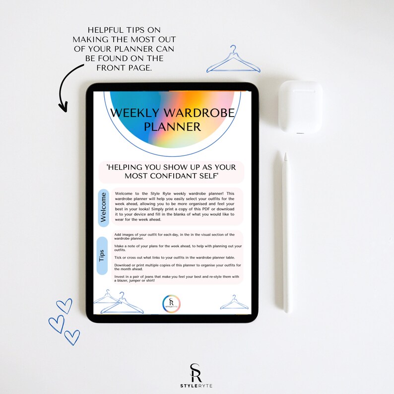 Weekly Wardrobe Planner Printable, Digital Weekly Planner, Instant ...