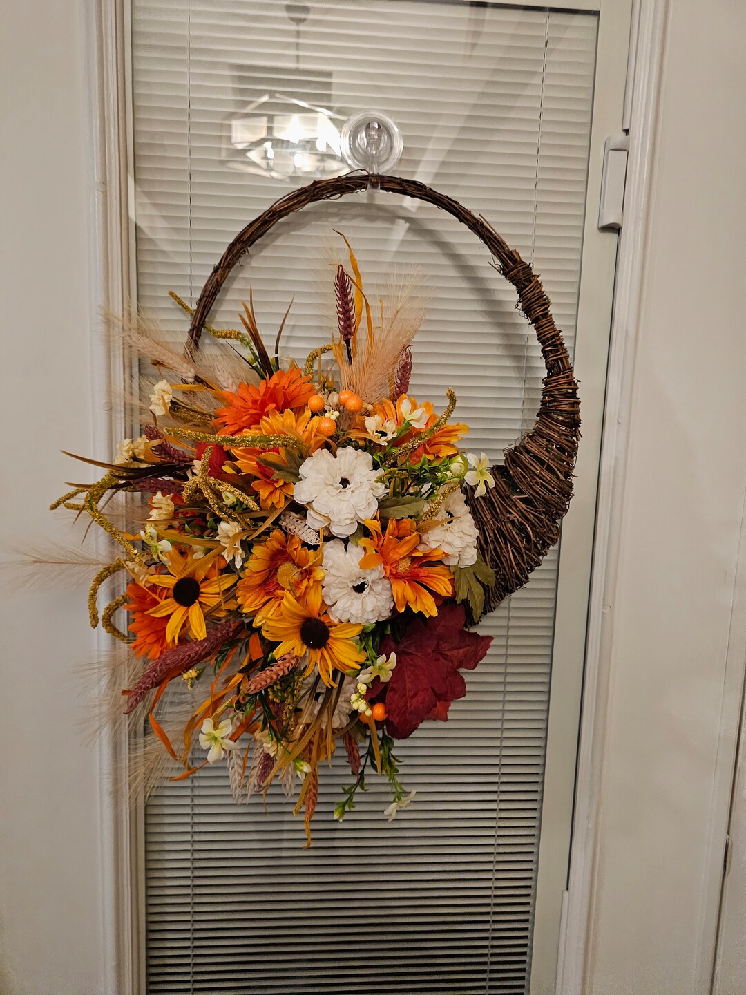 Fall Flower Cornucopia Wall/door Decor - Etsy