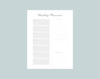 Weekly Planner Printable Landscape, Minimalist Weekly Schedule, Week at ...