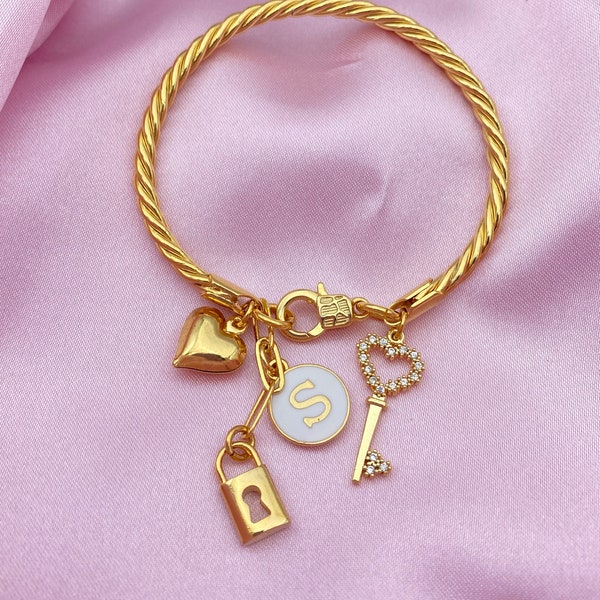 Gold Charm Bangle - Etsy