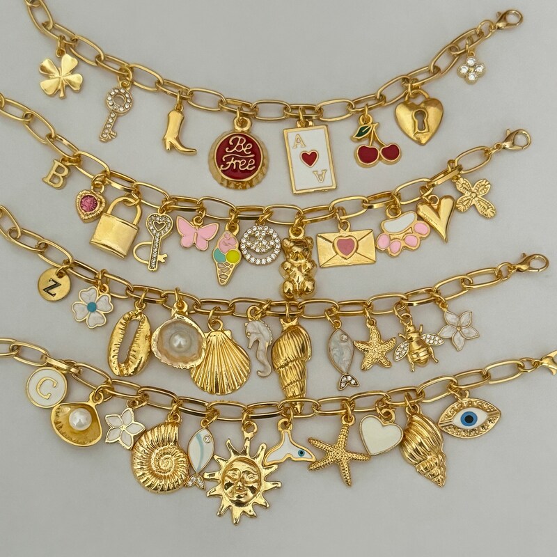 Gold Charm Bracelet - Etsy