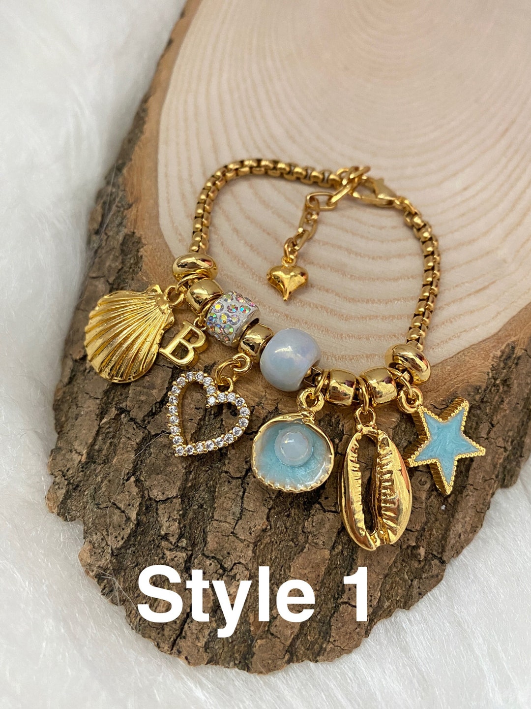Gold Custom Initial Charm Bracelet,personalized Charm Bracelet for ...