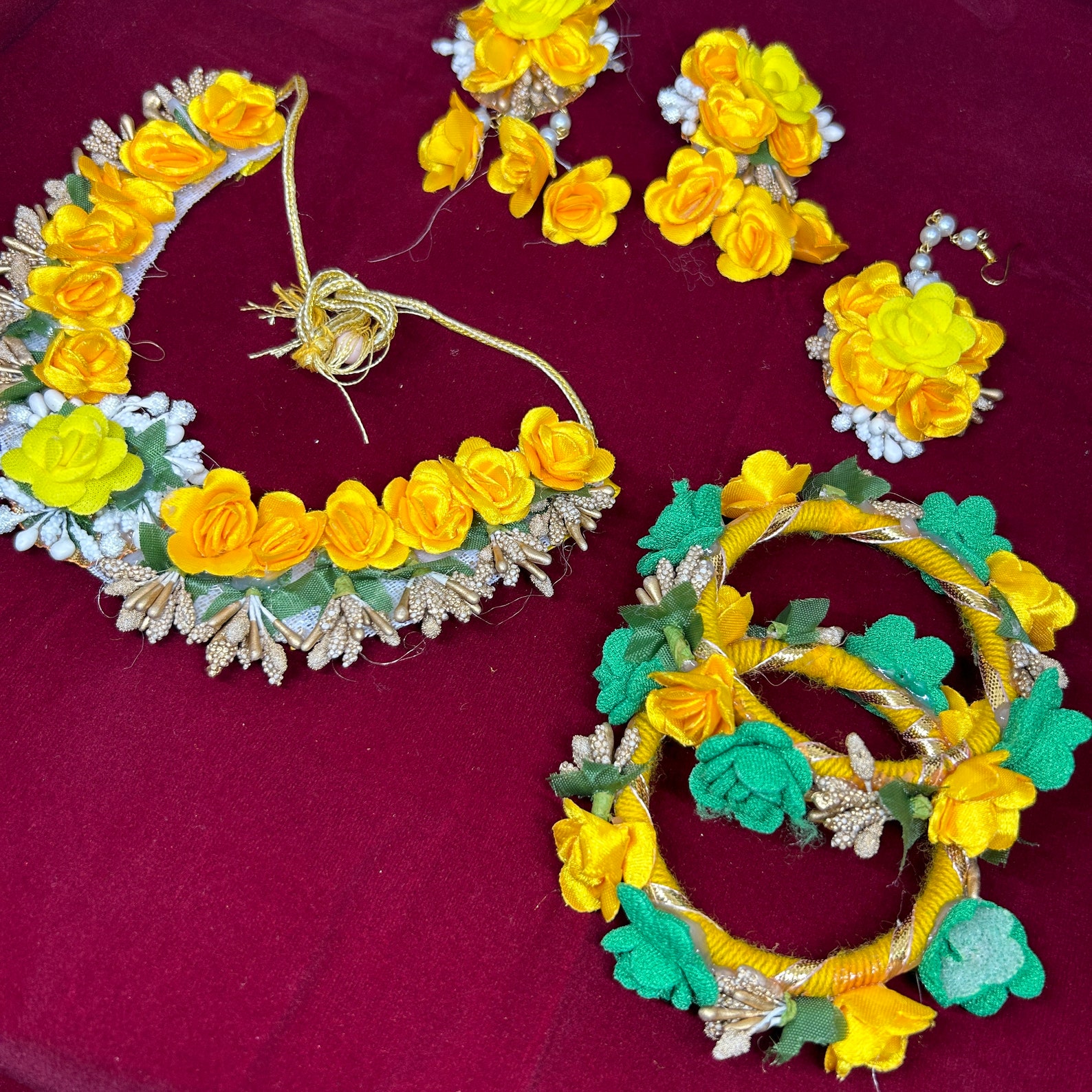 Flower Jewellery Set for Wedding Baby Shower Shaadi Haldi Mehandi Party ...