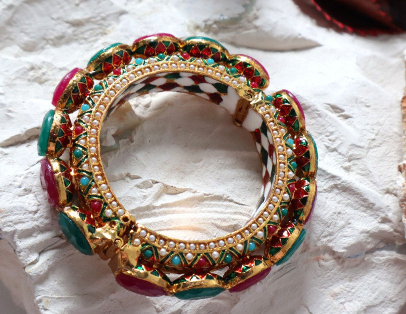 Indian Semi Precious Bangles for Women and Girls, Rajawadi Bangles Set ...