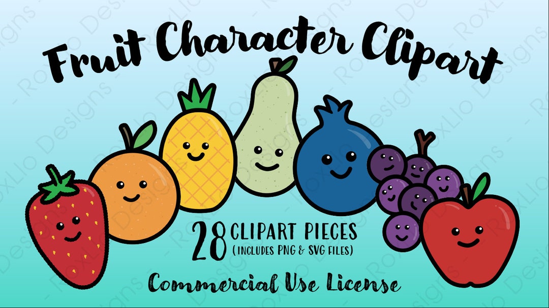 Fruit Character Clipart Bundle - PNG - SVG - Commercial Use License - Etsy