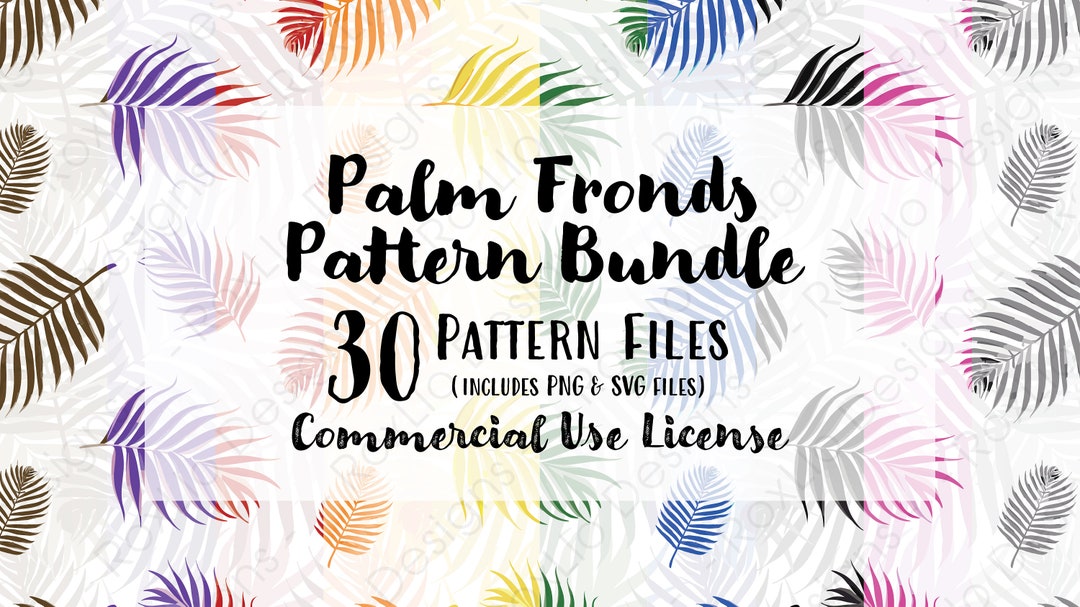 Palm Fronds Pattern Bundle Background Clipart PNG SVG Commercial Use ...