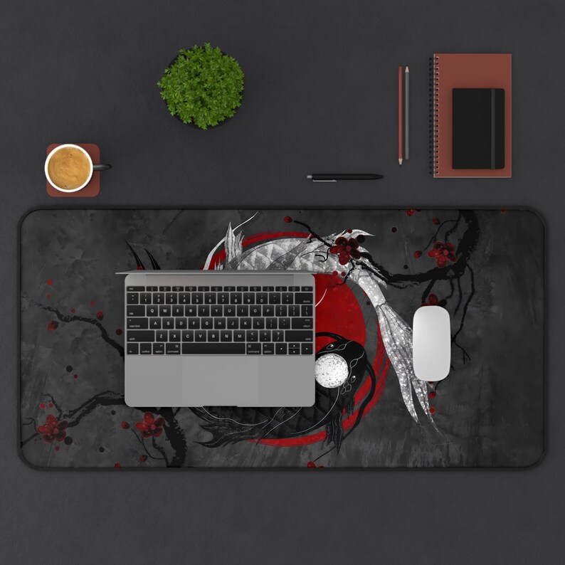 Yin Yang Koi Fish Desk Mat 3 Sizes Mouse Pad Japanese Gaming Gift ...