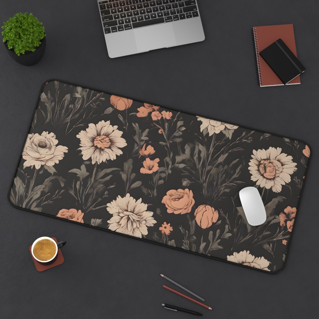 Floral Desk Mat Flower Vintage & Aesthetic Gaming Gift Accessories 3 ...