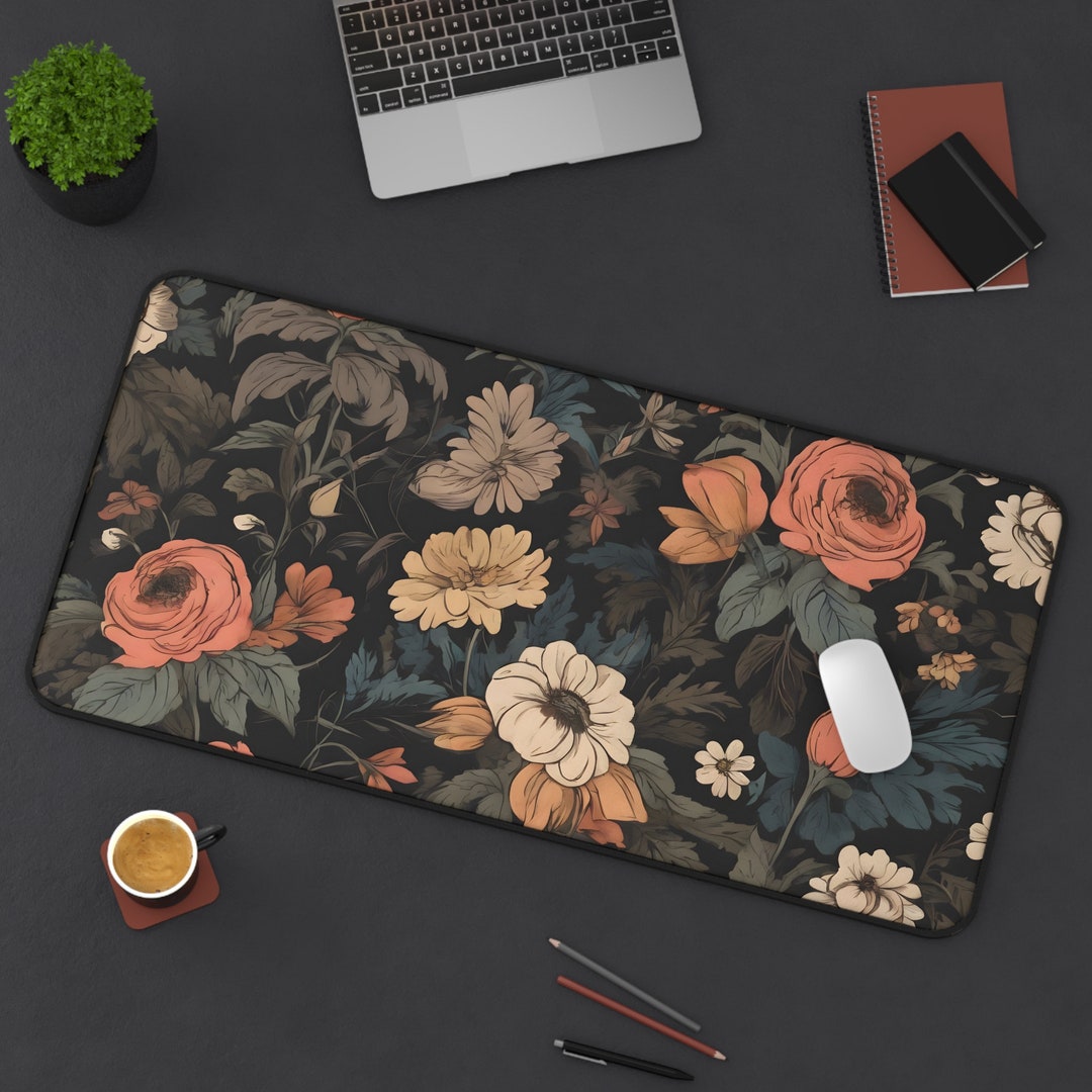 Floral Desk Mat Flower Vintage & Aesthetic Gaming Gift Accessories 3 ...