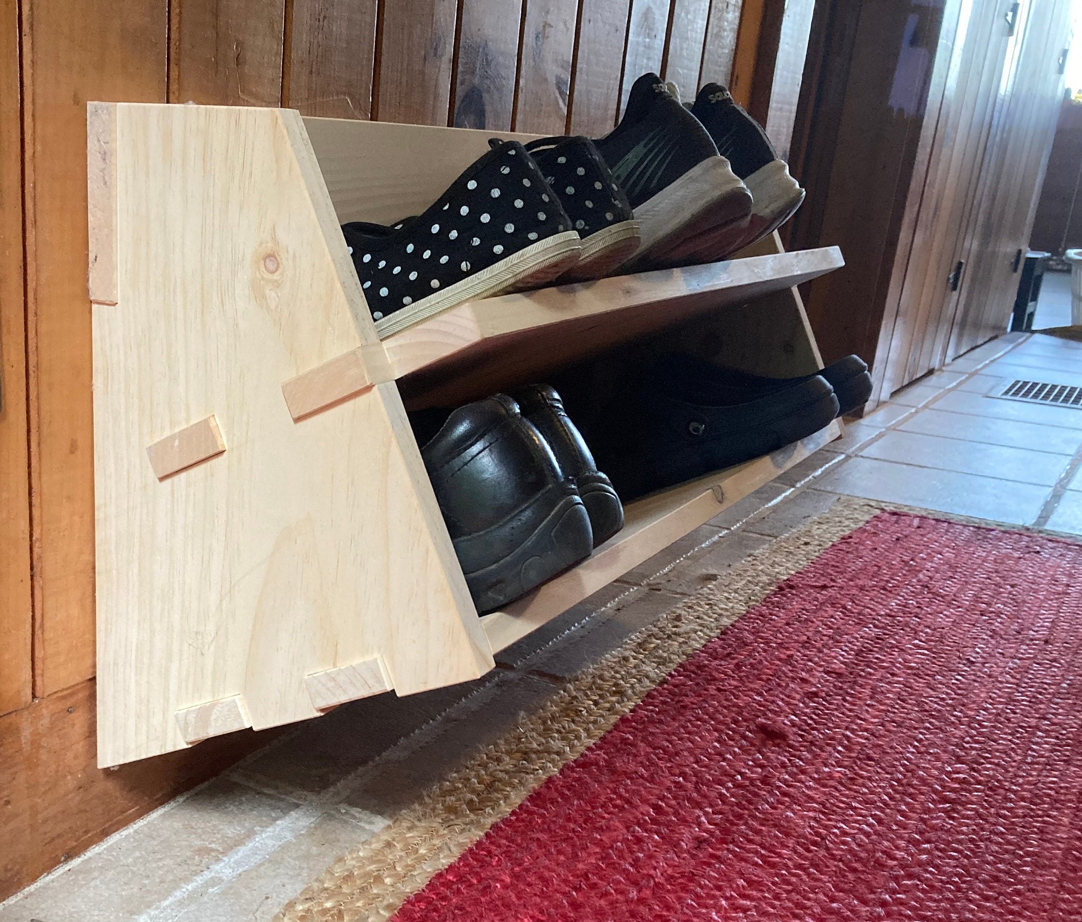 Floating Pine Shoe Rack - Etsy