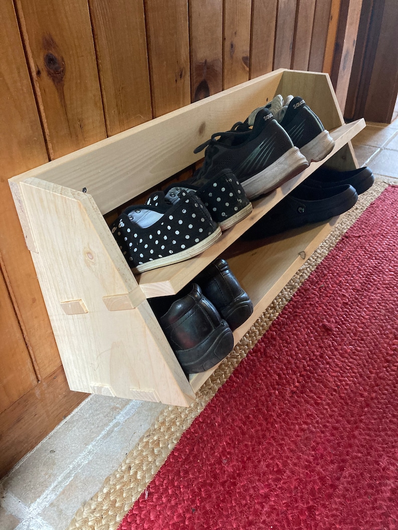 Floating Pine Shoe Rack - Etsy