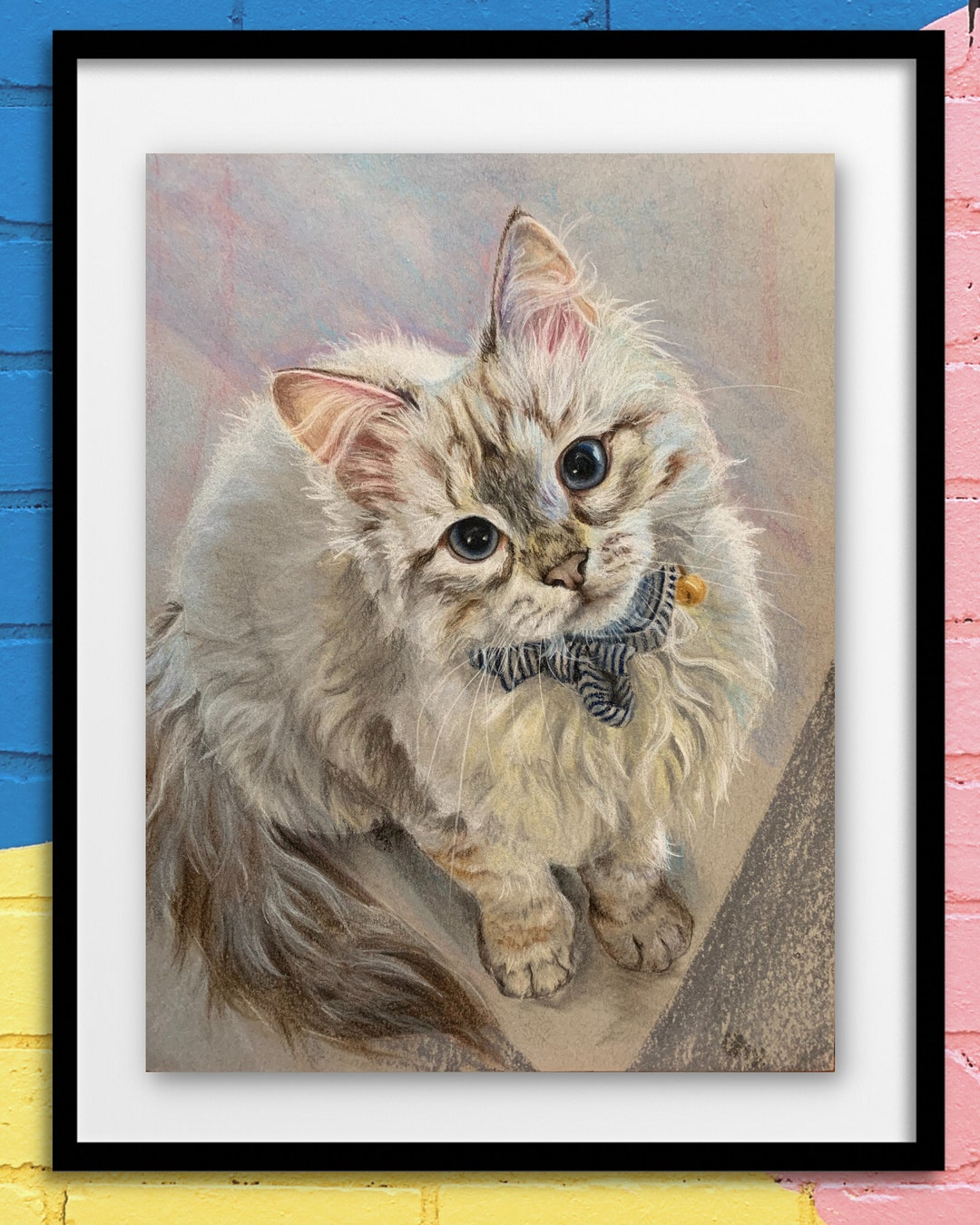 Pet Portrait in Color. Hand Drawn in Charcoal and Chalk Pastel, These ...