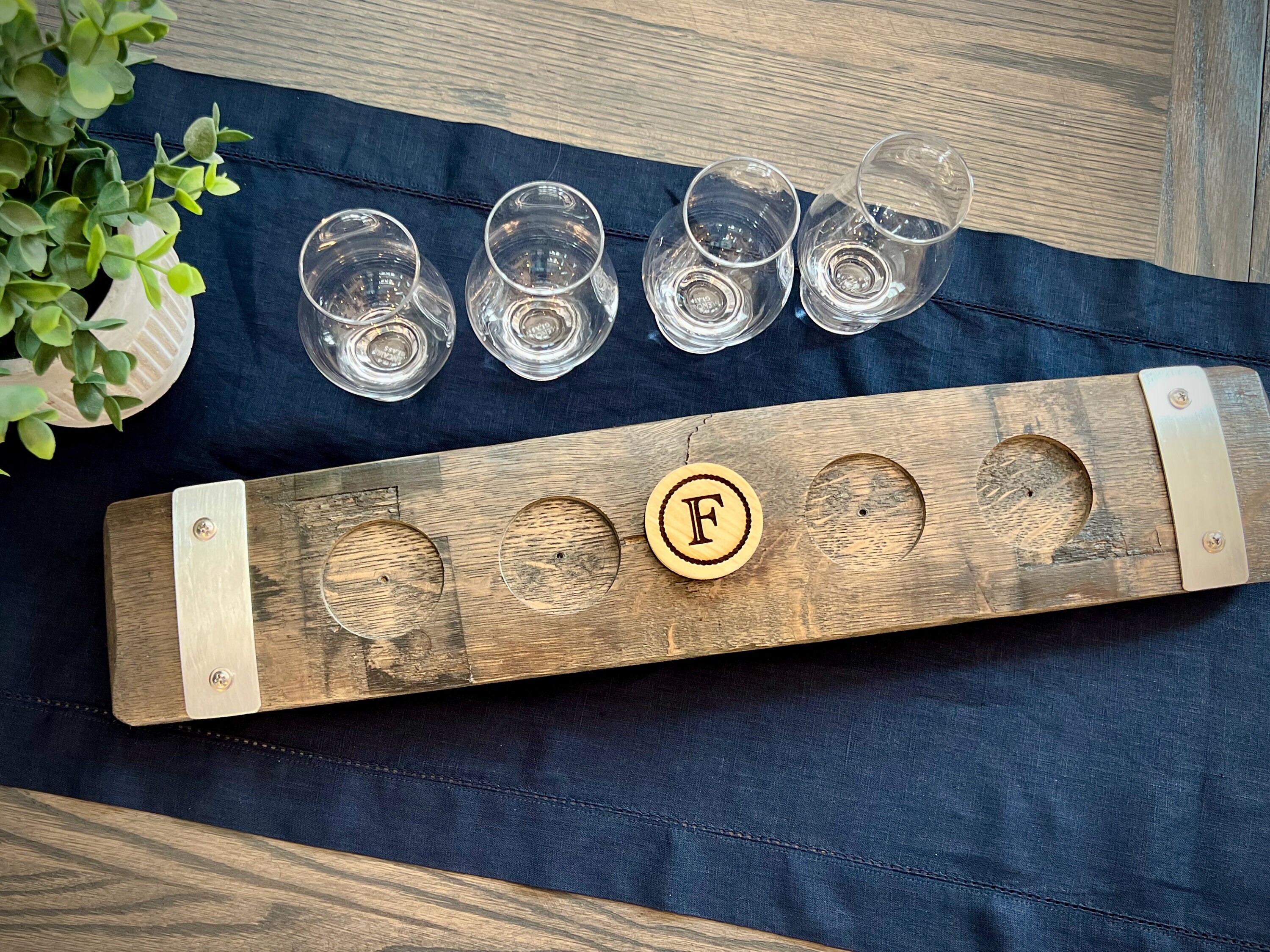 Bourbon Stave Beer Flight Featuring Oak Barrel Bung and Metal - Etsy