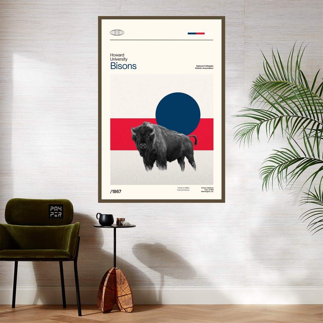 HU Bison Fan Wall Art, HBCU Collegiate Series, Art Print - Etsy