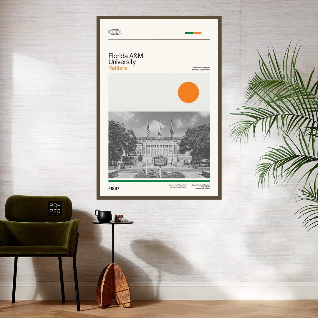 FAMU Poster, Vintage Florida A&M Wall Art, HBCU Collegiate Series Art ...