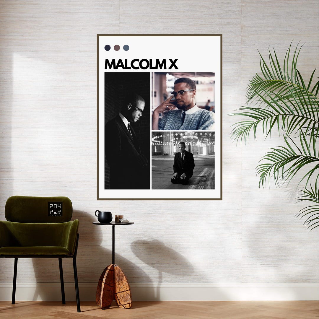 Malcolm X Modern Art Collage – Bold Civil Rights Wall Art, Black ...