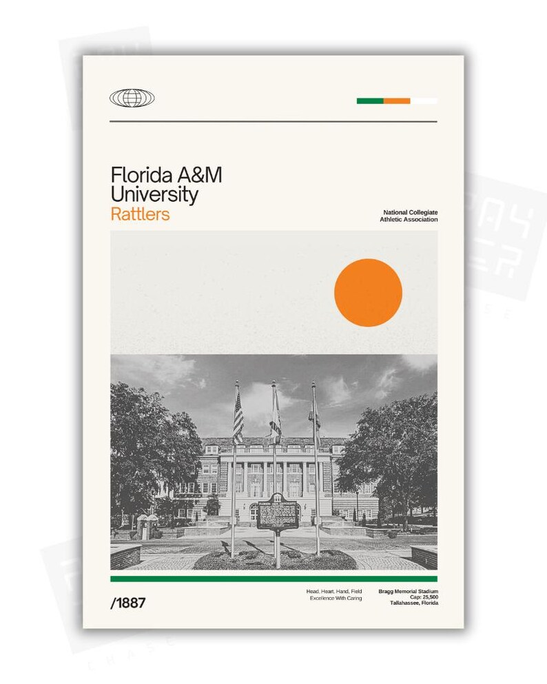 FAMU Poster, Vintage Florida A&M Wall Art, HBCU Collegiate Series Art ...