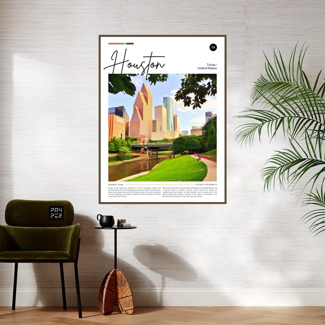Houston Wall Art | Travel Poster for Houston, Texas | Modern Home Décor ...