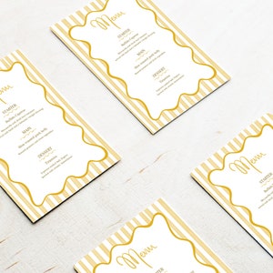 Yellow Striped Wedding Menu Template | Colorful Printable Reception ...