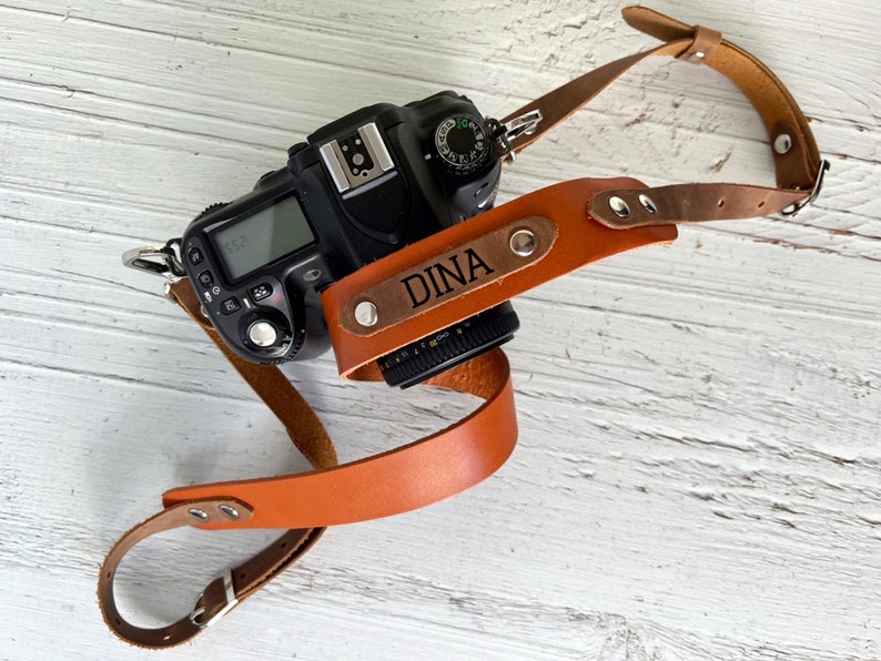 Personalized Leather Camera Strap, Adjustable DSLR Strap, Gift for ...