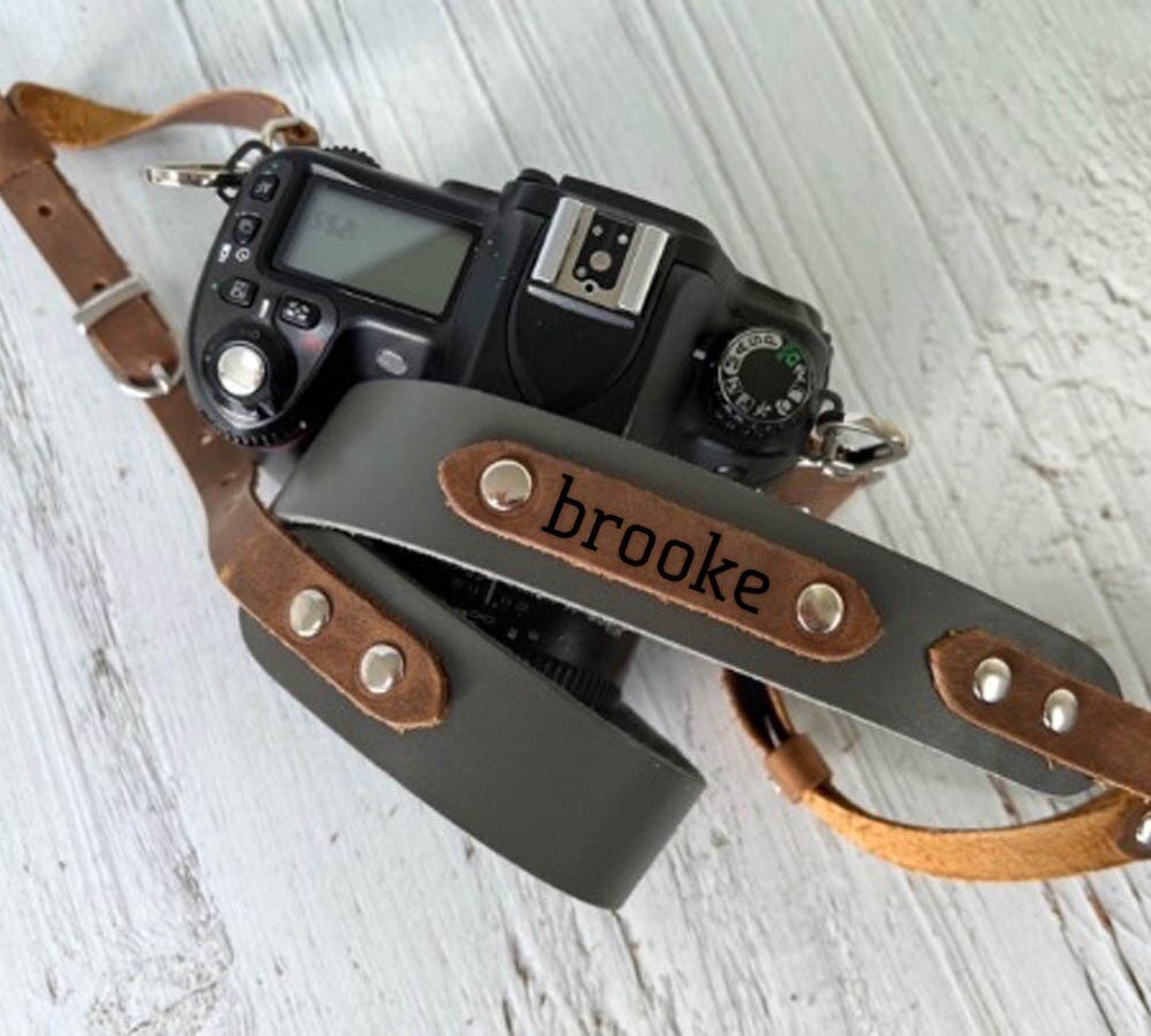 Customized Leather Camera Strap for Him, Custom Name Strap, DSLR Camera ...