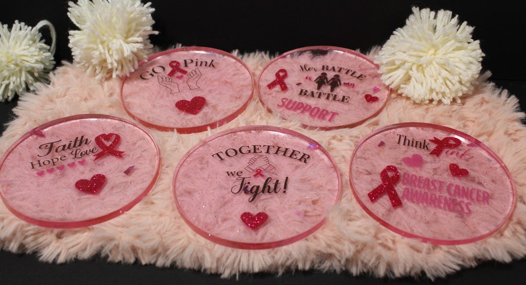 Breast Cancer Coaster Set - Etsy
