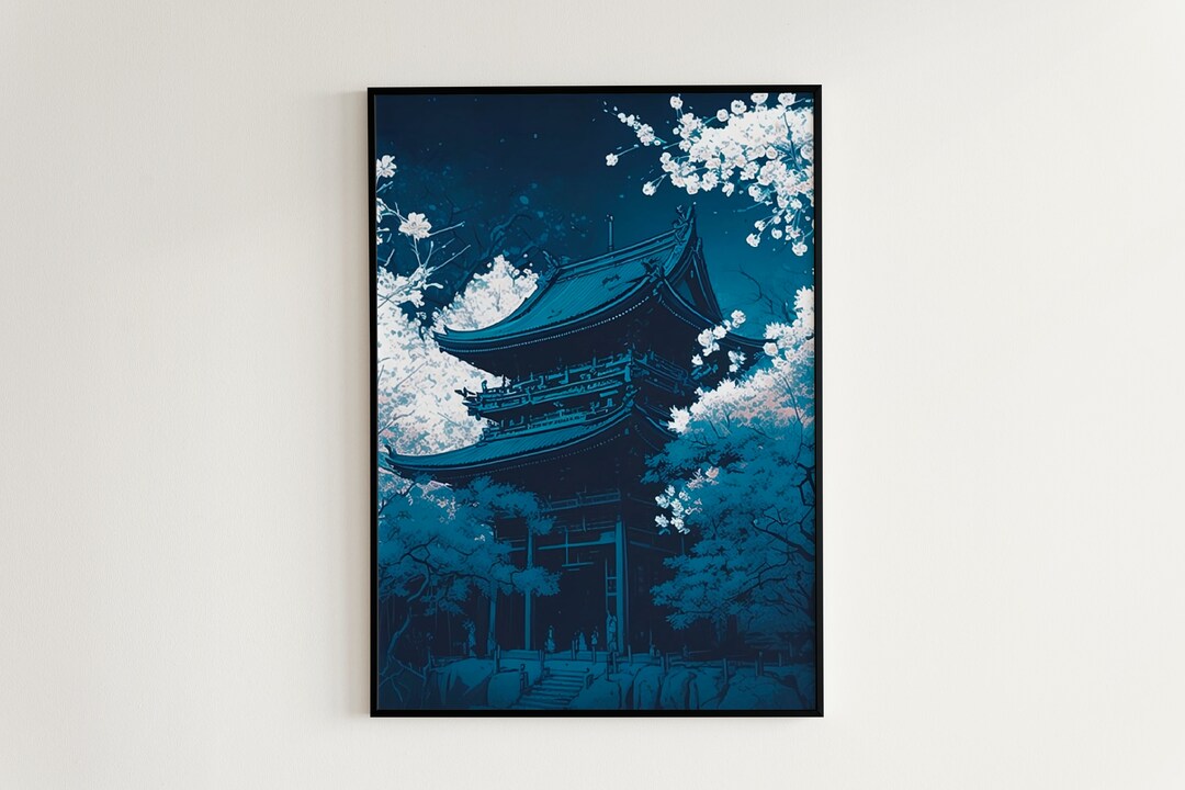 Cyanotype of Ancient Chinese Temple, Ancient Temple Series, Instant ...