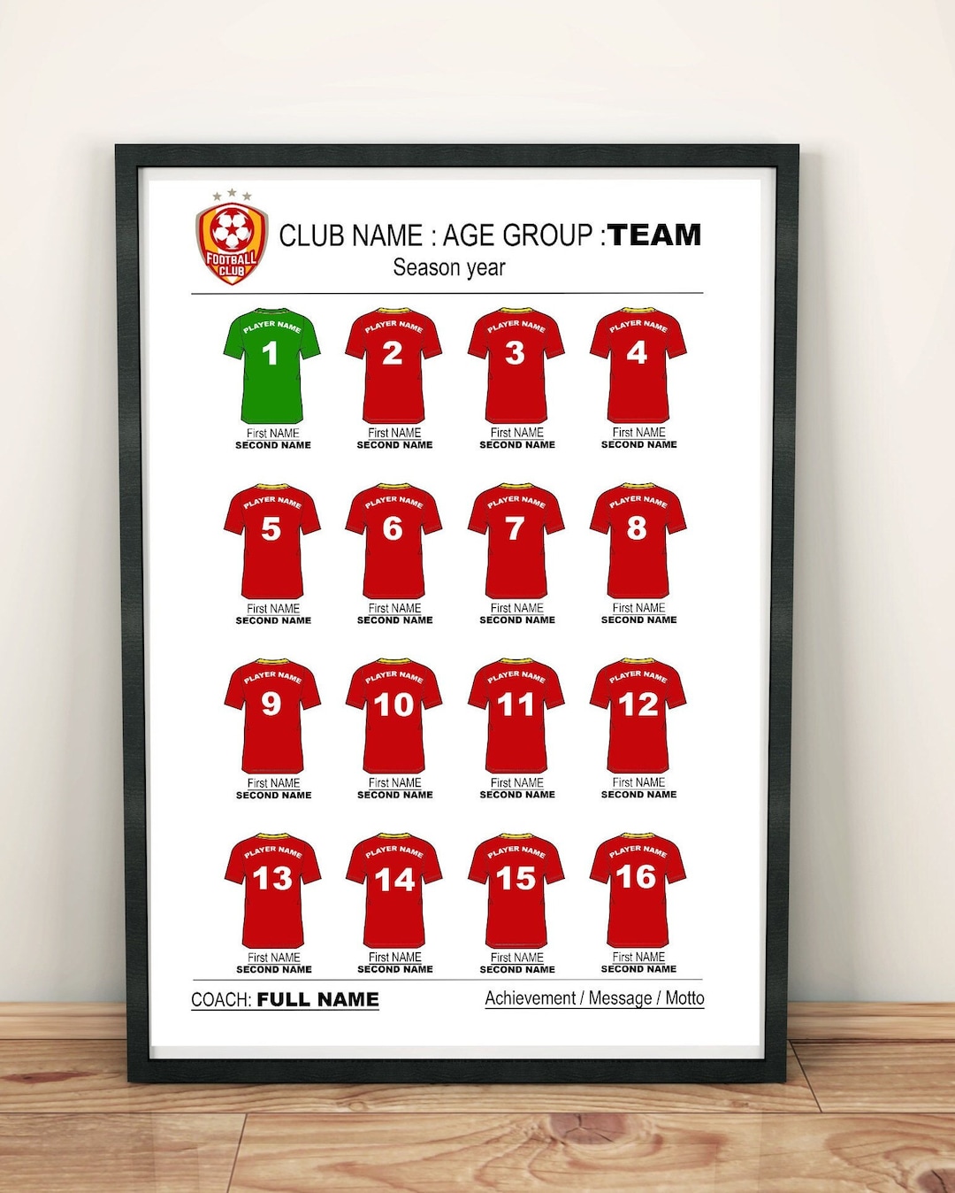 Custom Personalised Youth / Grassroots / Sunday League Football Team ...