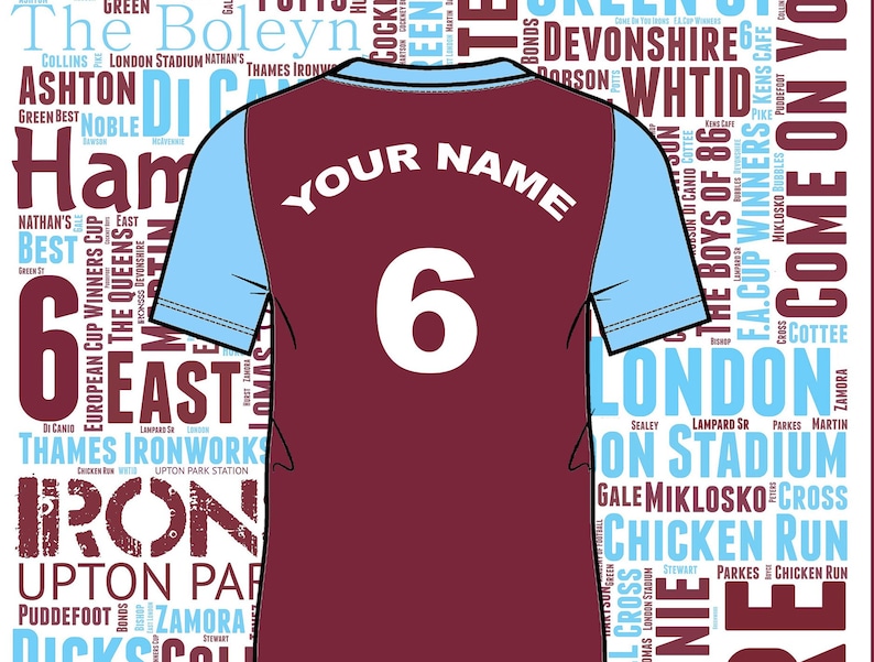 West Ham Legends - Personalised Poster - Etsy UK