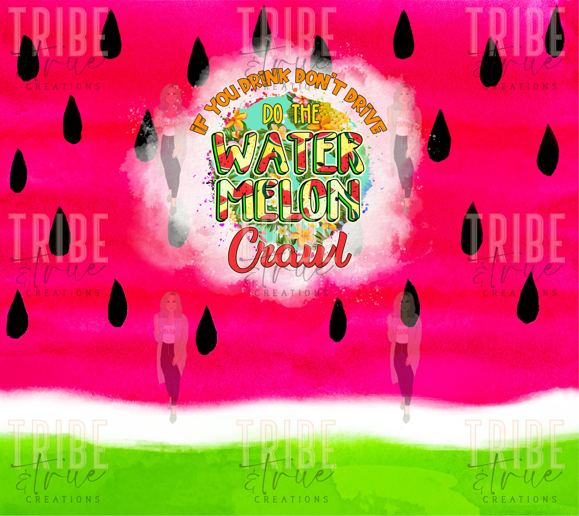 Watermelon Crawl 20oz Tumbler Wrap Digital INSTANT Download Sublimation ...