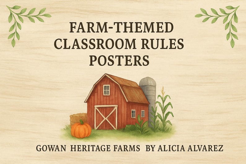 Farm Classroom Rules • Watercolor Children's Decor • SEL Expectations ...