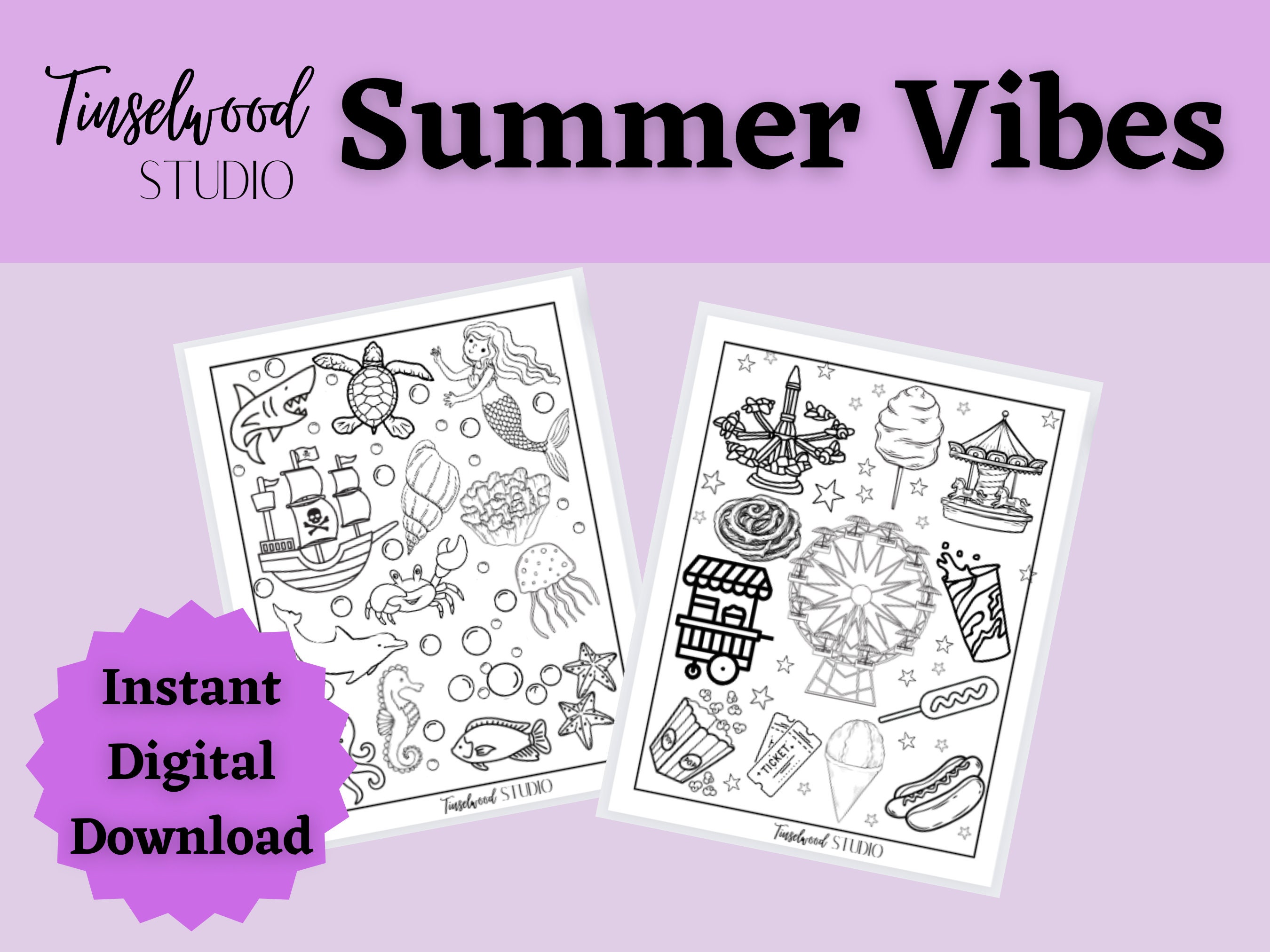Summer Vibes Coloring Pages, Kids Coloring Pages, Summer Coloring Pages ...
