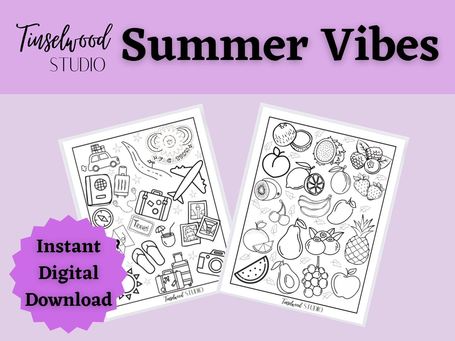 Summer Vibes Coloring Pages, Kids Coloring Pages, Summer Coloring Pages ...