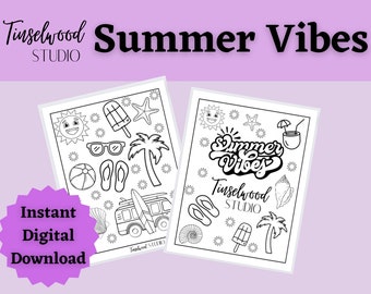 Summer Vibes Coloring Pages - Etsy