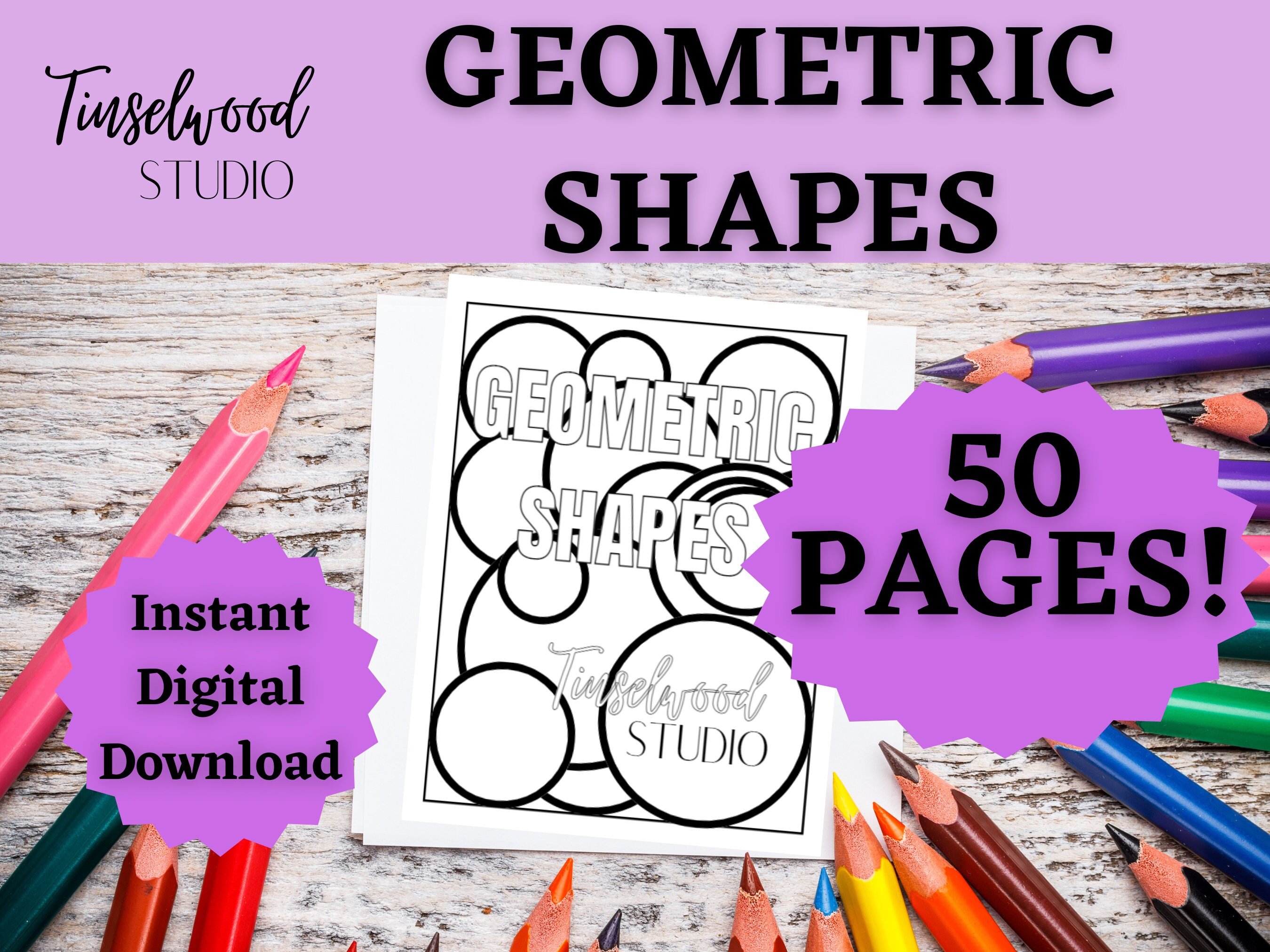 Geometric Shape Coloring Pages, Adult Coloring Pages, Coloring Book for ...