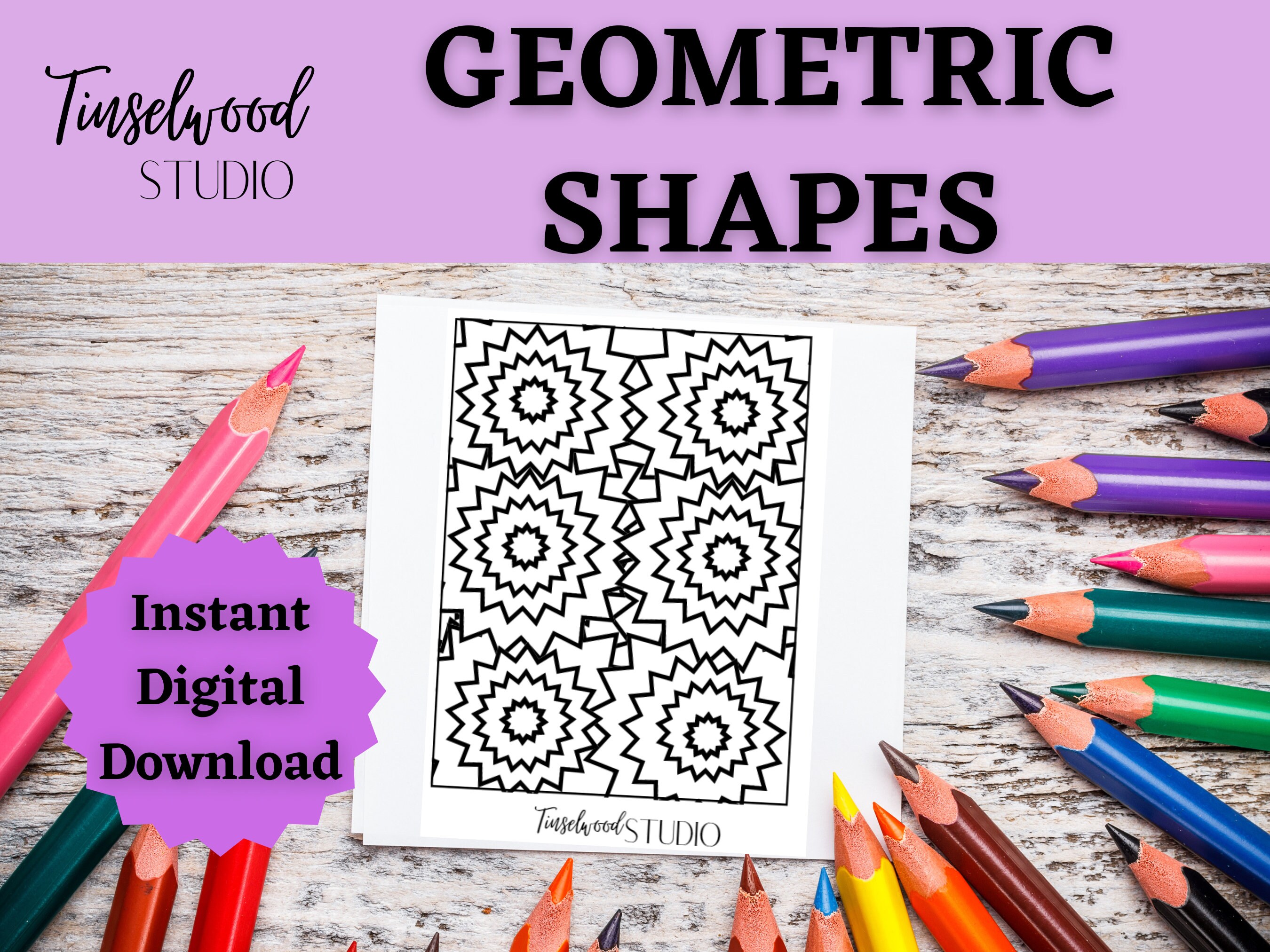 Geometric Shape Coloring Pages, Adult Coloring Pages, Coloring Book for ...