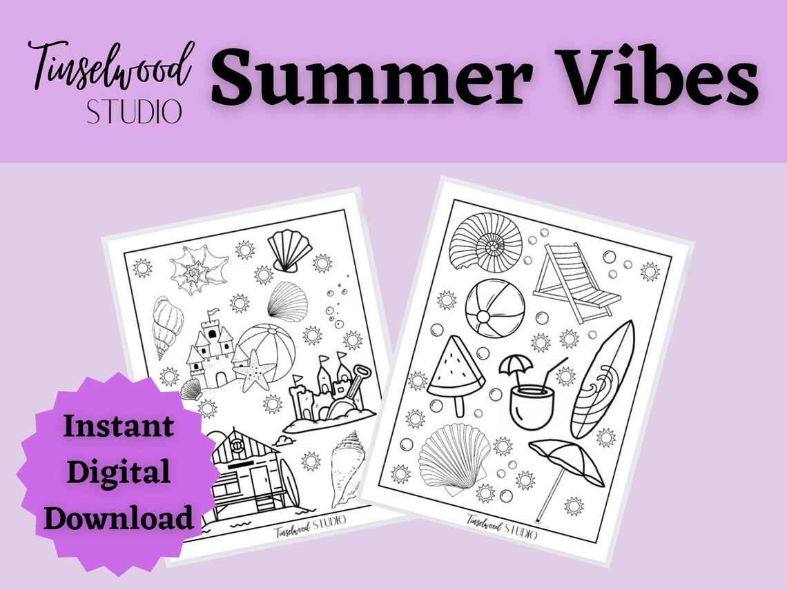 Summer Vibes Coloring Pages, Kids Coloring Pages, Summer Coloring Pages ...