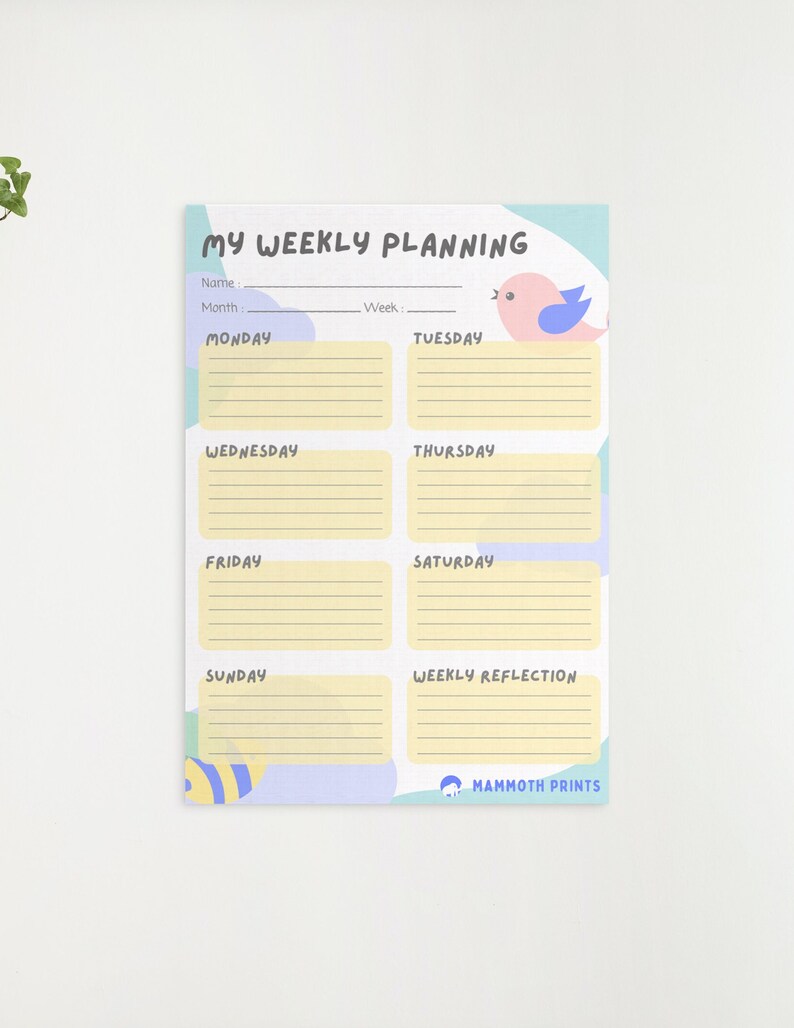 Printable Daily Planner for Kids - Instant Download. Fun Way to Get ...