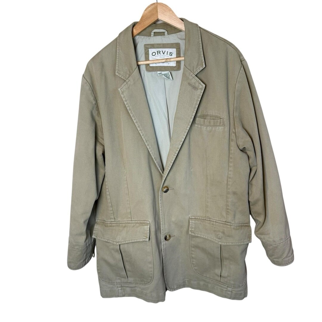 Vtg Orvis Tan Brown Chore Jacket Blazer Men's 40R Fishing Hunting ...