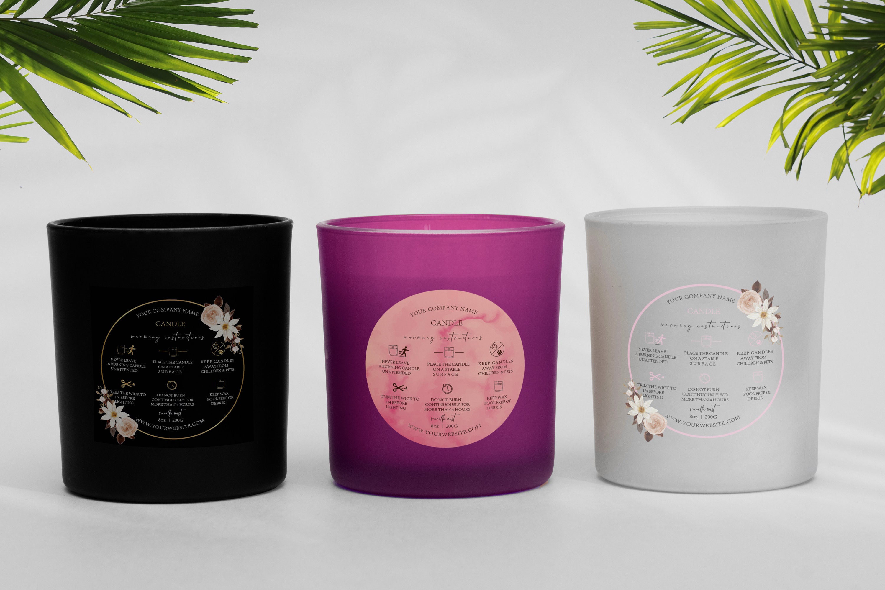Editable Candle Warning Label Template, Candle Safety Label, Circle ...