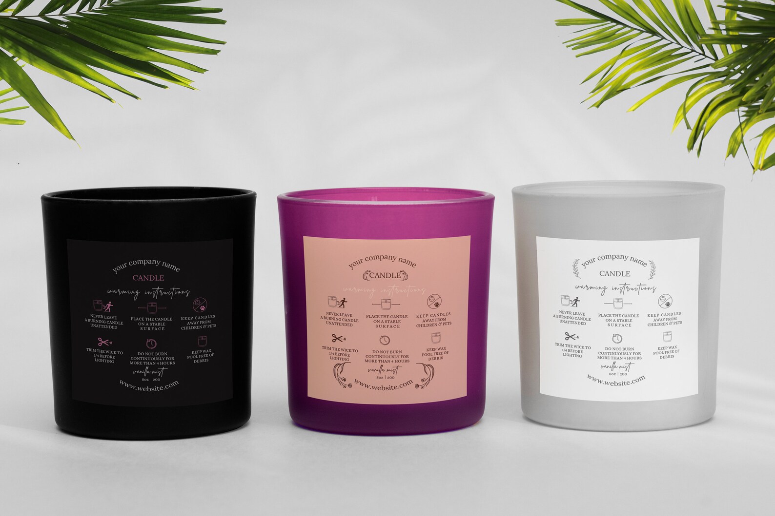 Editable Candle Warning Label Template, Candle Safety Label, Circle ...
