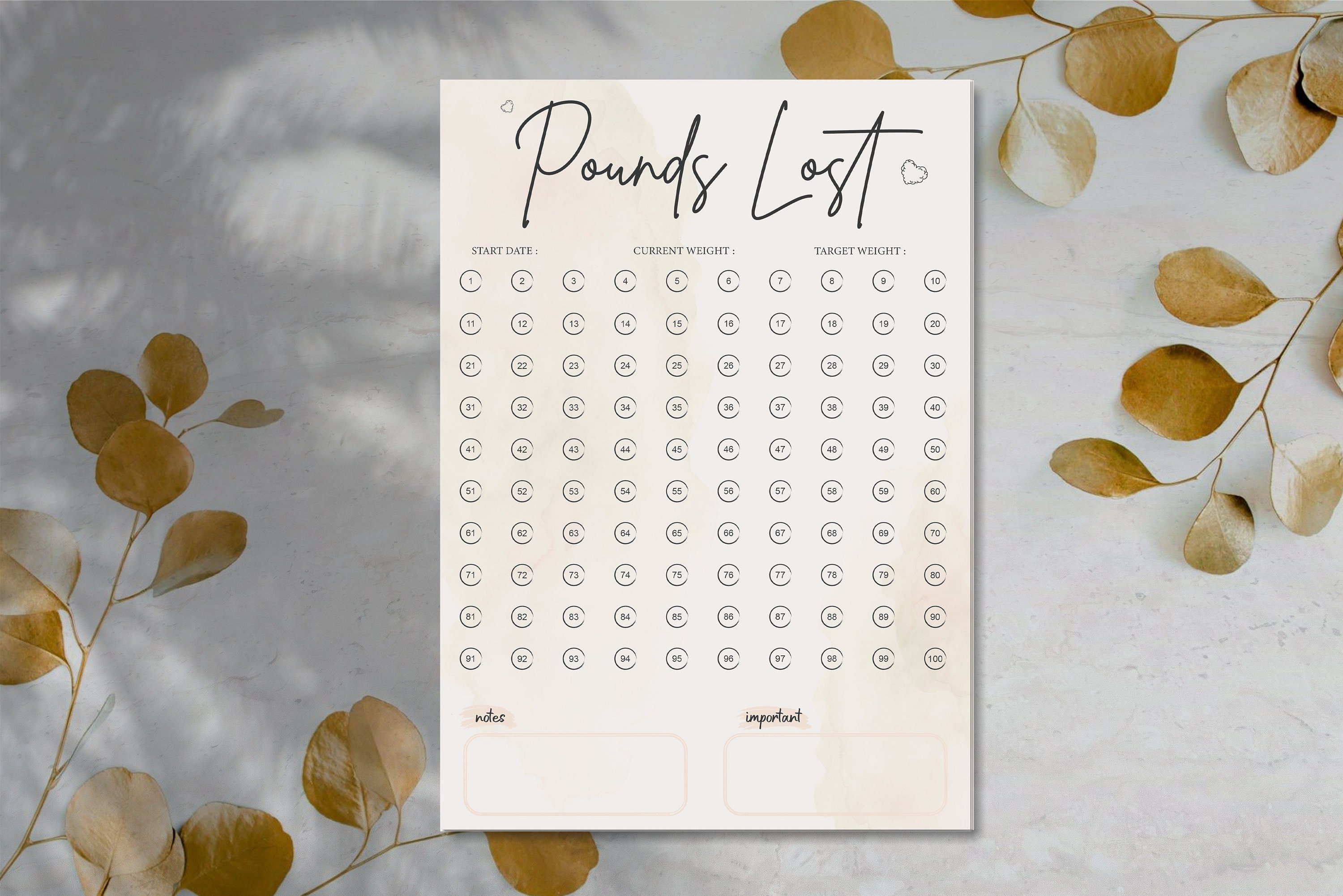 Weight Loss Tracker, Pound Lost Journal, Weightloss Journal, 100 Pound ...
