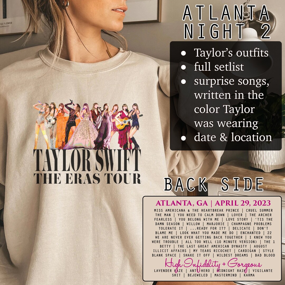 Taylor Swift the Eras Tour Crewneck Atlanta Night 2 - Etsy