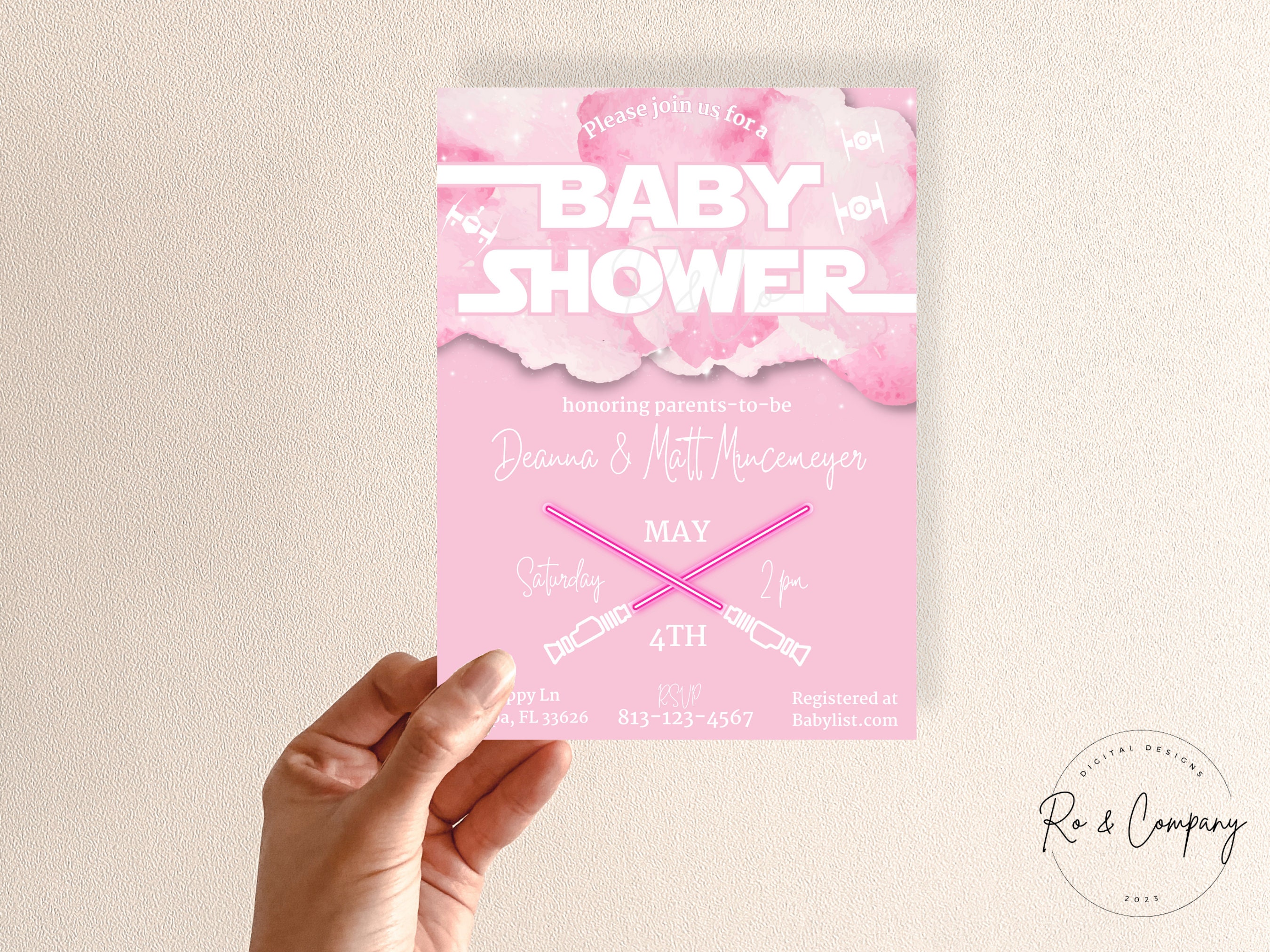 Star Wars Baby Shower Invitation, Jedi Baby Shower Invitation, Light ...