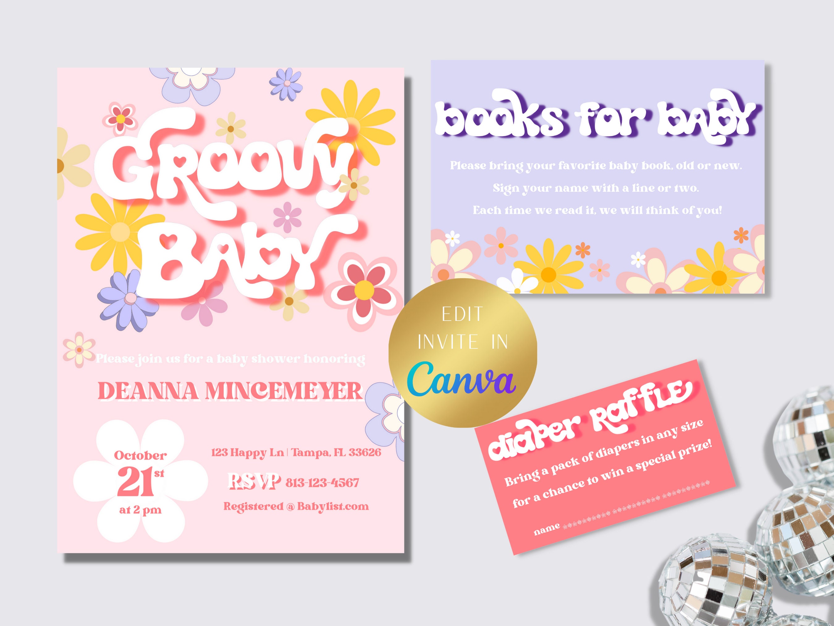 Groovy Baby Shower Invitation, Retro Baby Shower Invitation, Hippie ...