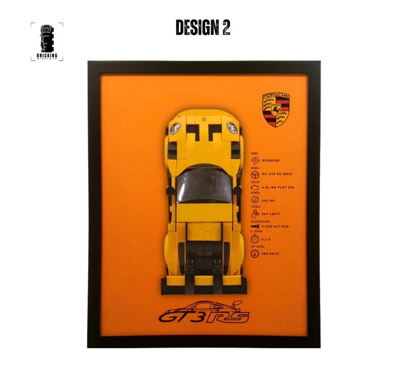 Porsche GT3 RS Lego Speed Champions Display | Car Wall Mount Art ...