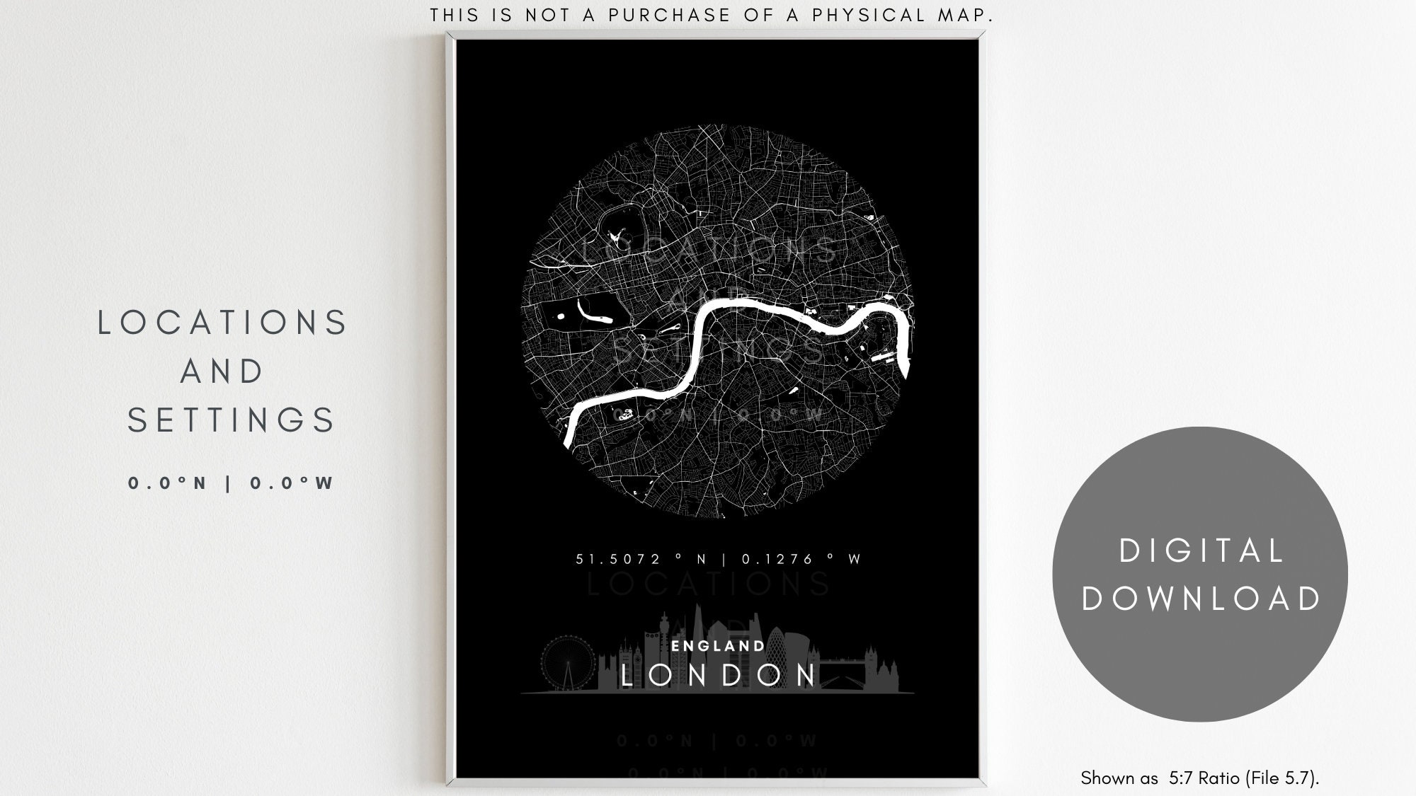 London Skyline Map London England London Luminary Map of - Etsy